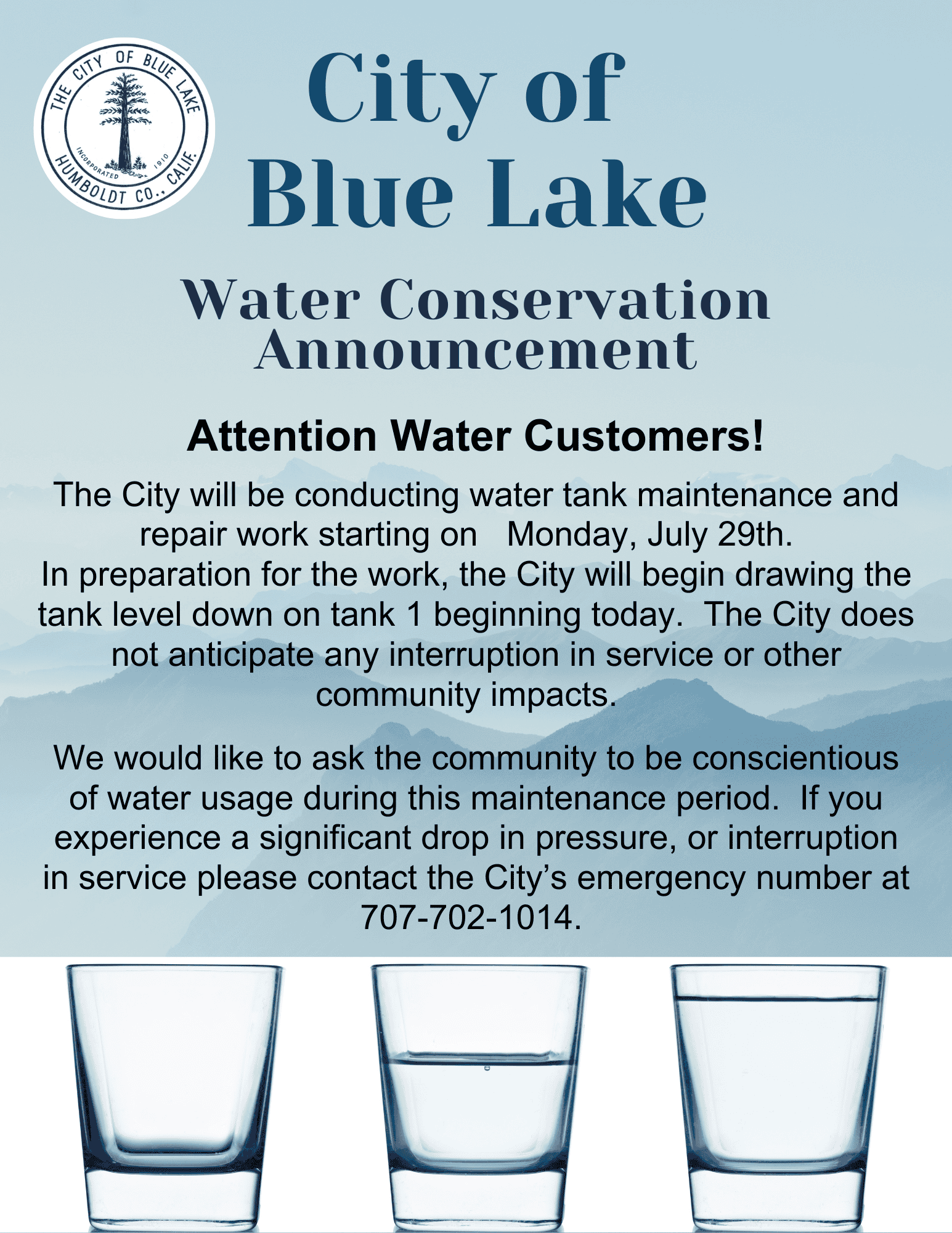 ATTENTION WATER CUSTOMERS!! - City of Blue Lake